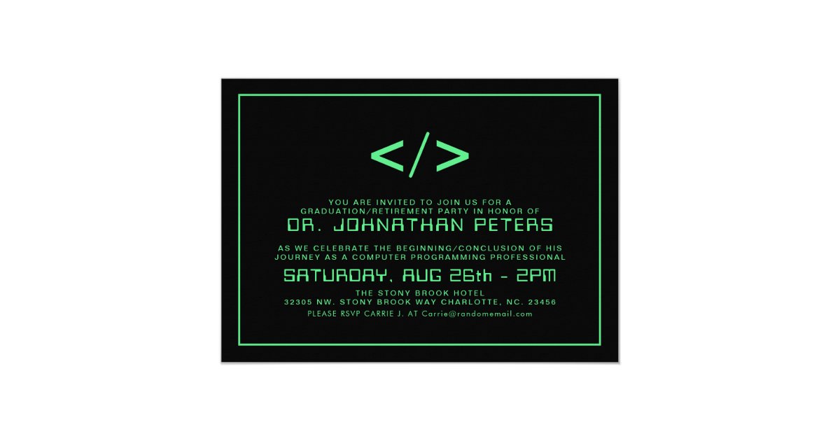 Minimal Programmer Graduation|Retirement Invite | Zazzle.com