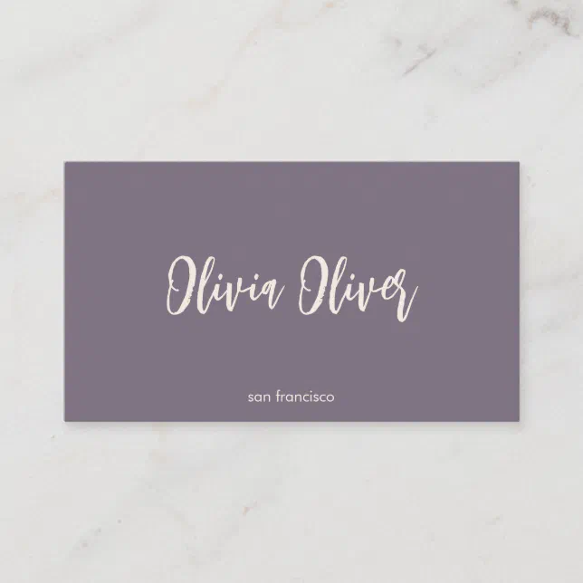 Minimal Purple Script Calligraphy Elegant Modern Business Card | Zazzle