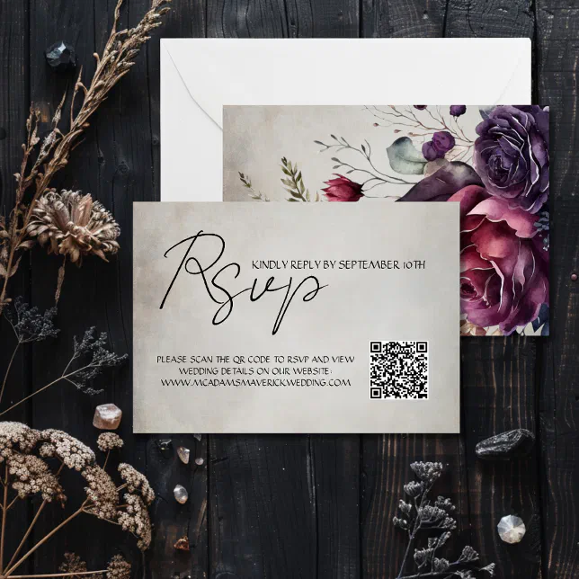 Minimal QR Code Wedding RSVP Response Card | Zazzle