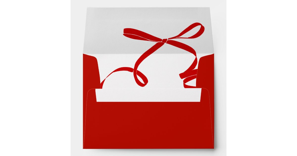 Minimal Red Bow Christmas Card Envelope | Zazzle