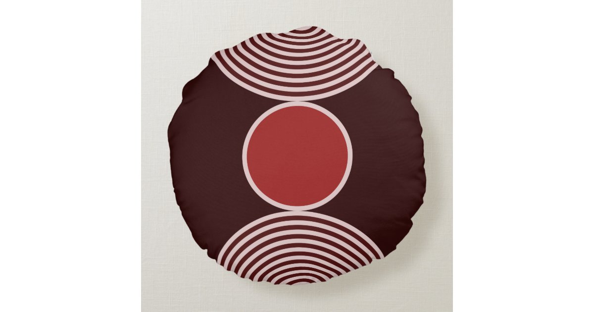 Minimal Red Circle Circular Pattern Round Pillow | Zazzle