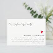 Minimal Red Heart Script Wedding Accommodation Enclosure Card | Zazzle