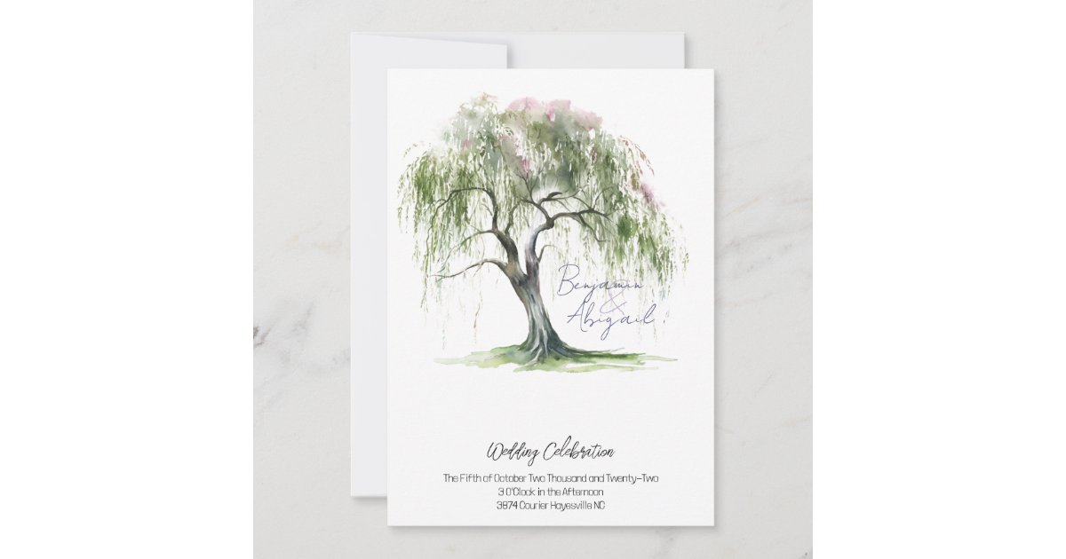 Minimal Regency Era Soft Willow Tree Invitation | Zazzle