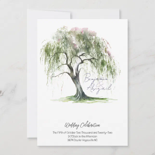 Minimal Regency Era Soft Willow Tree Invitation | Zazzle