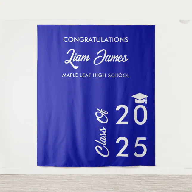 Minimal Royal Blue Graduation Photo Booth Backdrop | Zazzle
