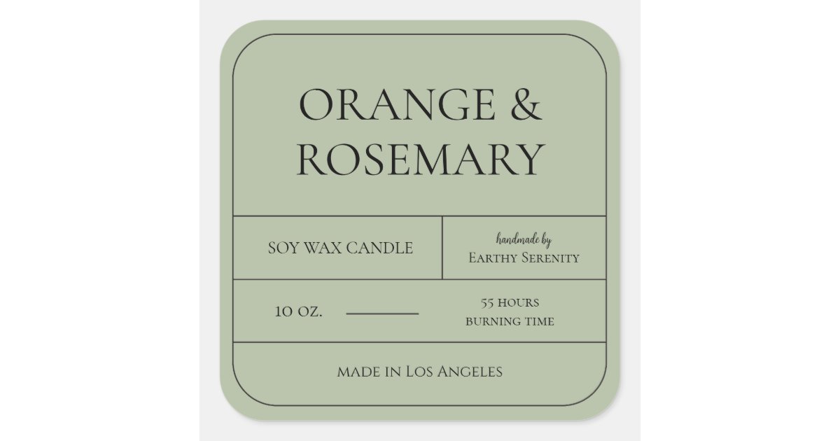 Minimal Sage Green Candle Packaging Label | Zazzle