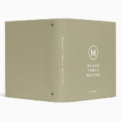 Minimal Sage Green Classic Family Monogram Recipe 3 Ring Binder | Zazzle