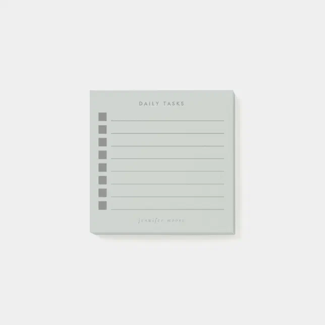 Minimal Sage Green Daily Tasks Planner Post-it Notes | Zazzle
