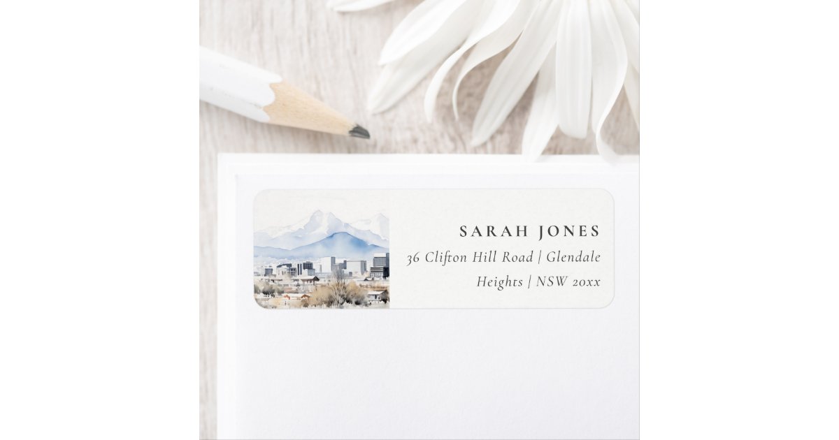 Minimal Salt Lake City Utah Watercolor Address Label | Zazzle