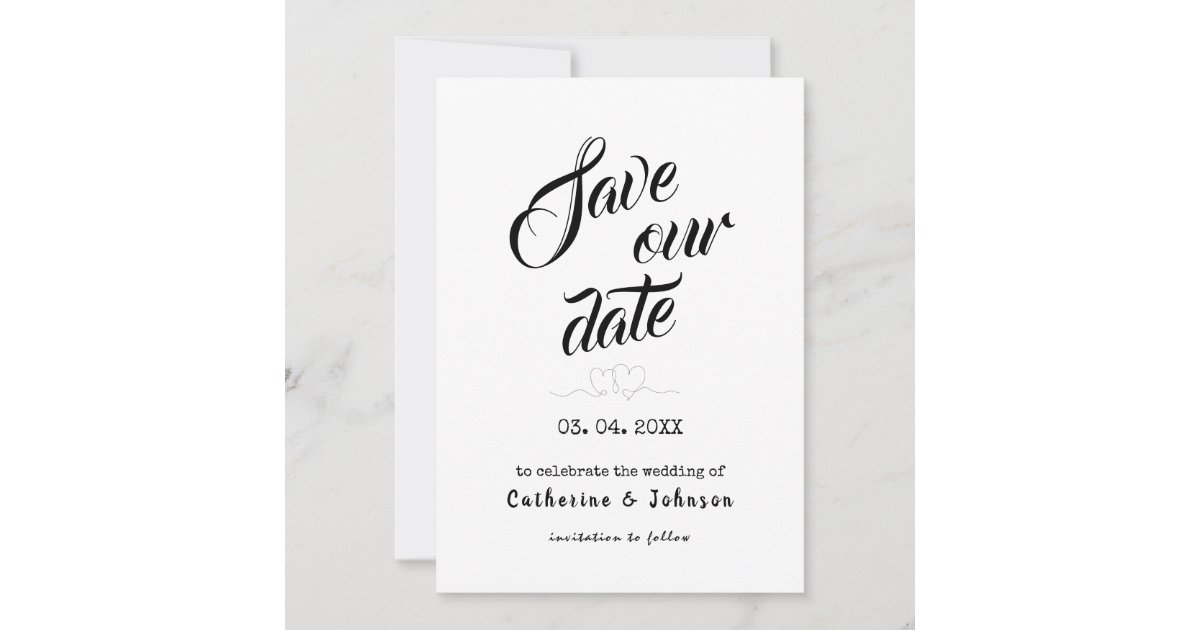Minimal SAVE OUR DATE calligraphy text Invitation | Zazzle