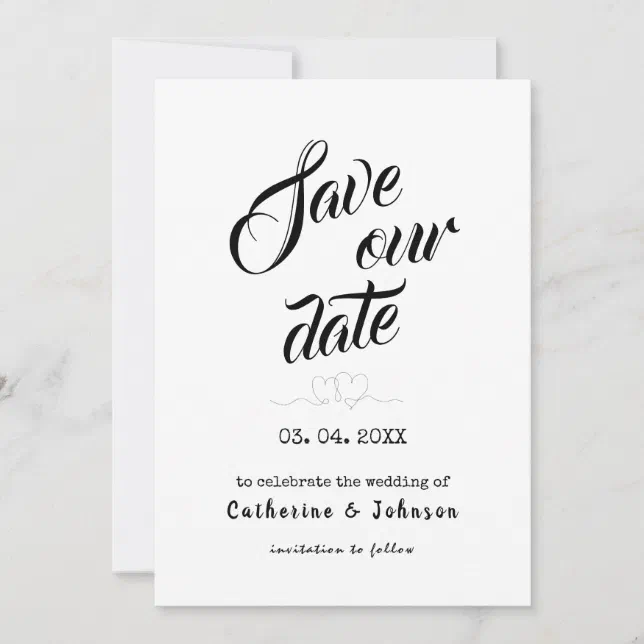 Minimal SAVE OUR DATE calligraphy text Invitation | Zazzle