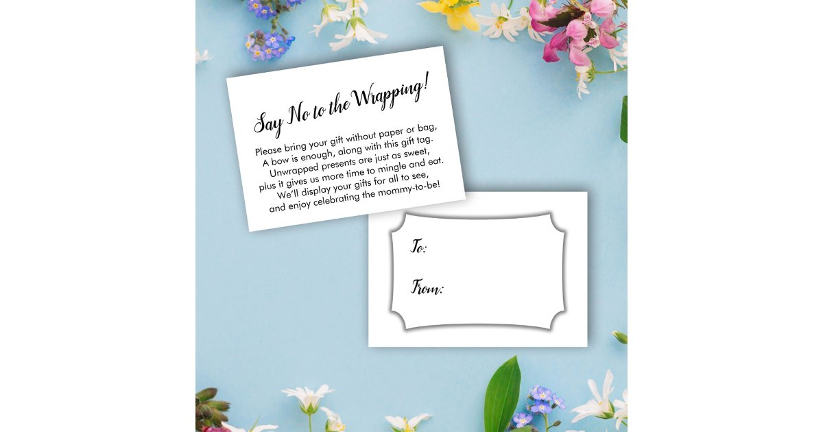 Minimal Say No to Wrapping Baby Shower Gift Card | Zazzle