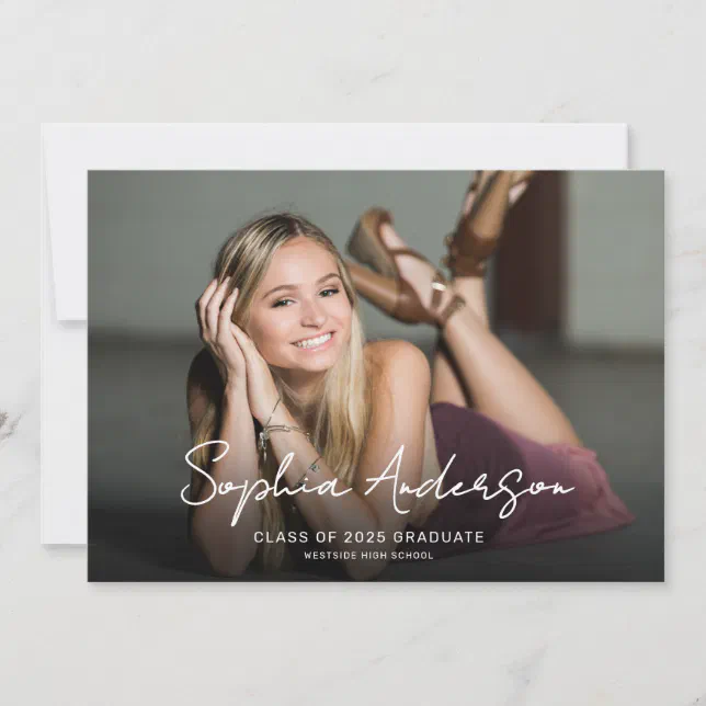 Minimal Script Grad Name Graduation Party Invitation | Zazzle