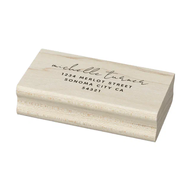 Minimal Script Modern Return Address Rubber Stamp | Zazzle