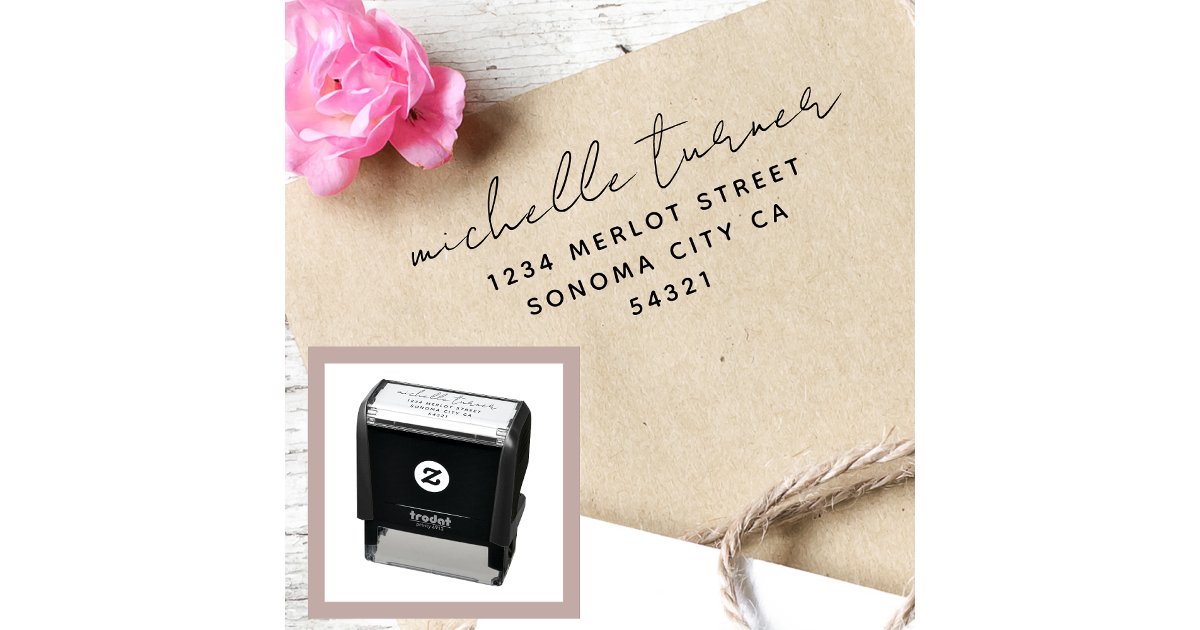 Minimal Script Modern Return Address Self-inking Stamp | Zazzle