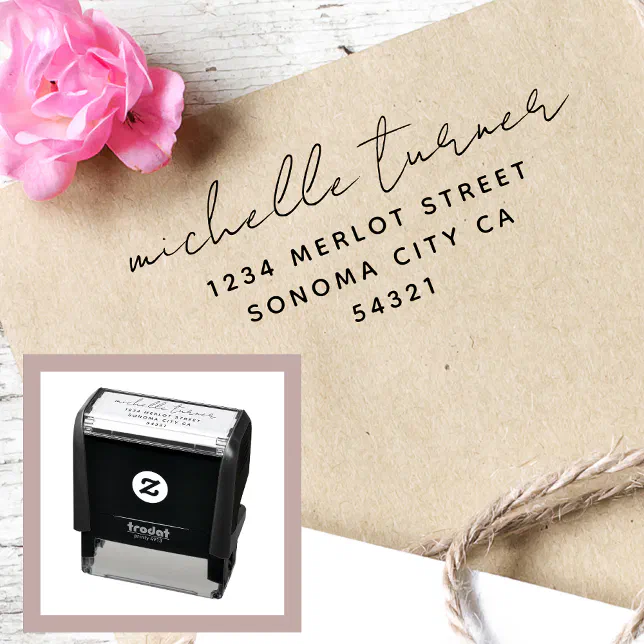 Minimal Script Modern Return Address Self-inking Stamp | Zazzle