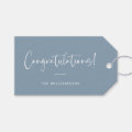 Minimal Script Personalized Congratulations Blue Gift Tags | Zazzle