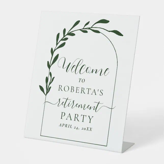 Minimal Script Retirement Party Welcome Pedestal Sign | Zazzle