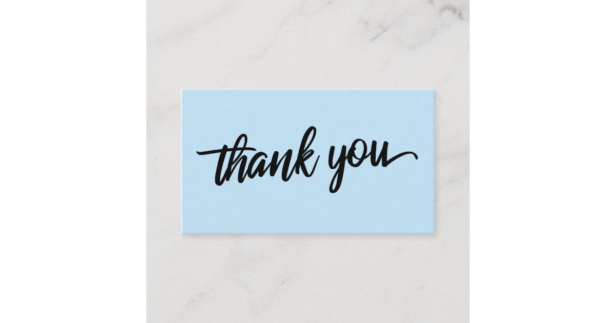 Minimal Script Typography Baby Blue Thank You Enclosure Card | Zazzle