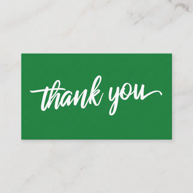Minimal Script Typography Bright Green Thank You Enclosure Card | Zazzle