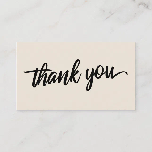 Minimal Script Typography Cream Thank You Enclosure Card | Zazzle