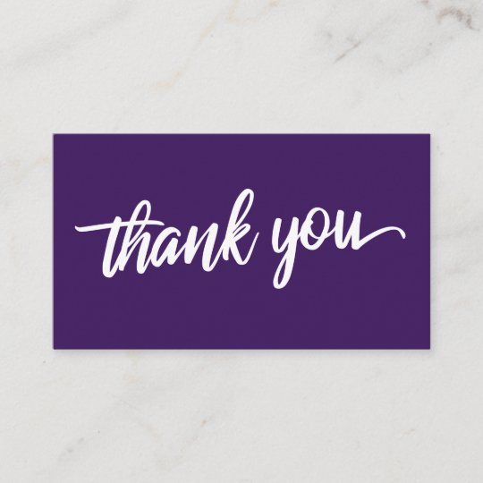 Minimal Script Typography Dark Purple Thank You Enclosure Card | Zazzle.com