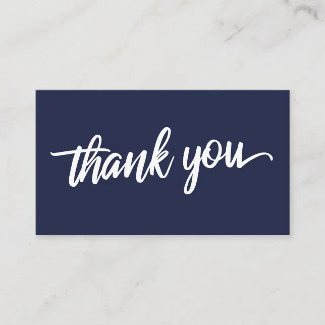 Minimal Script Typography Navy Blue Thank You Enclosure Card | Zazzle