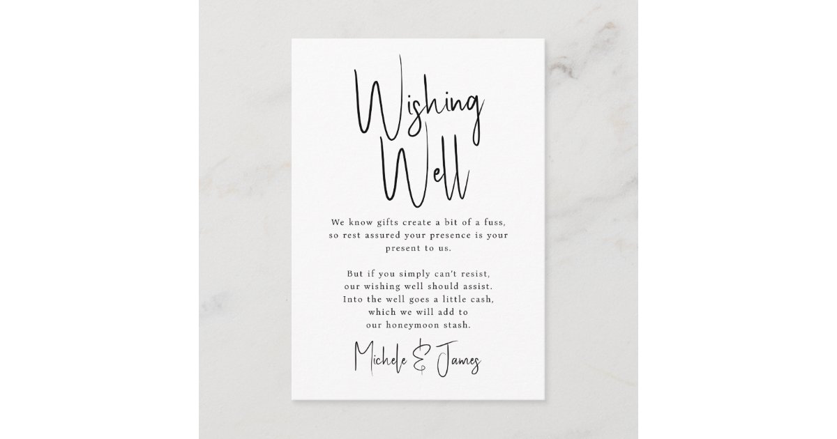Minimal Script Typography Wedding Wishing Well Enclosure Card | Zazzle