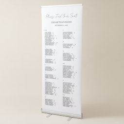 Minimal Script Wedding Alphabetic Seating Chart Retractable Banner | Zazzle