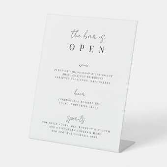 Minimal Script Wedding Bar Menu Pedestal Sign | Zazzle