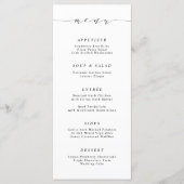 Minimal Script Wedding Food Dinner Menu Card S105 | Zazzle