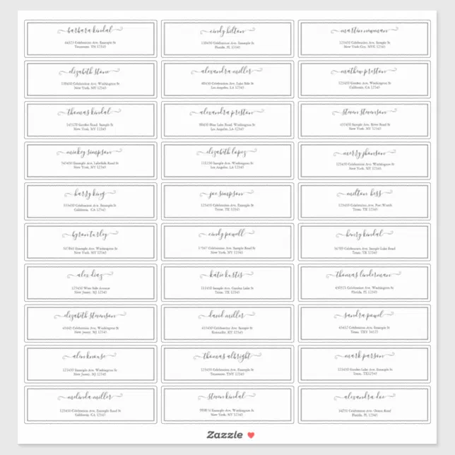 Minimal Script Wedding Guest Address Sticker | Zazzle