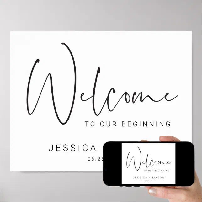 Minimal Script Wedding Welcome Sign Poster | Zazzle