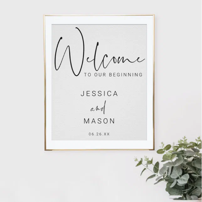 Minimal Script Wedding Welcome Sign Poster | Zazzle