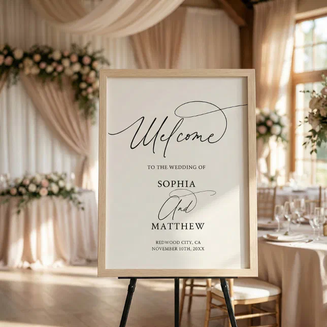 Minimal Script Welcome Wedding Poster | Zazzle