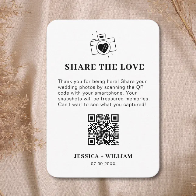Minimal Share the Love QR code Sign Enclosure Card | Zazzle