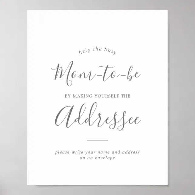 Minimal Silver Baby Shower Address an Envelope Poster | Zazzle