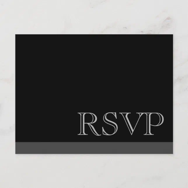 Minimal Simple Basic Black RSVP Invitation Postcard | Zazzle