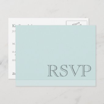 Minimal Simple Basic Blue Grey RSVP Invitation Postcard | Zazzle
