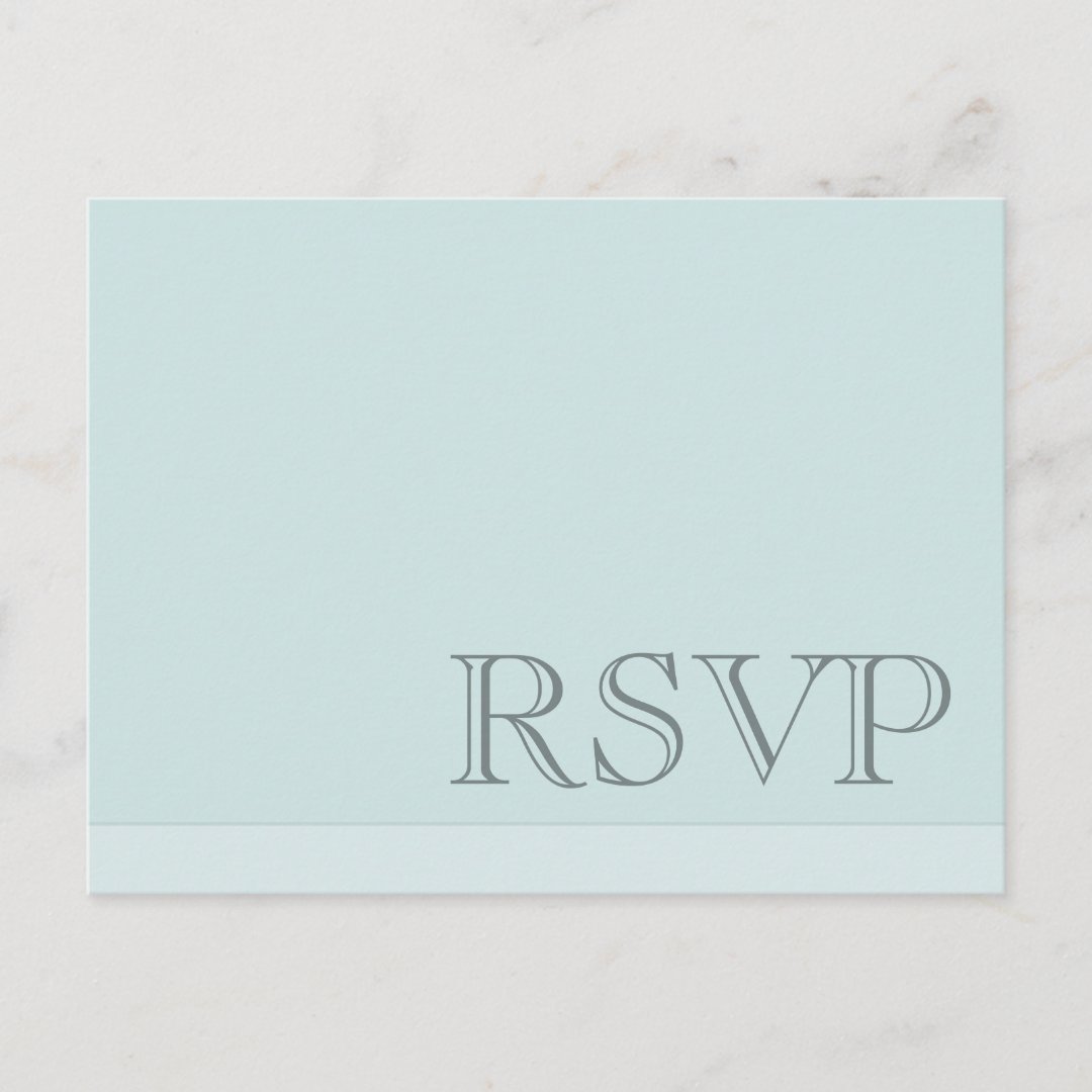 Minimal Simple Basic Blue Grey RSVP Invitation Postcard | Zazzle