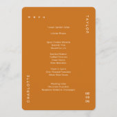 Minimal Simple Burnt Orange Wedding Dinner Menu | Zazzle
