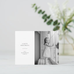 Minimal Simple Christmas | Black and White Photo Holiday Card | Zazzle