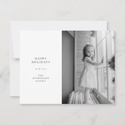 Minimal Simple Christmas | Black and White Photo Holiday Card | Zazzle