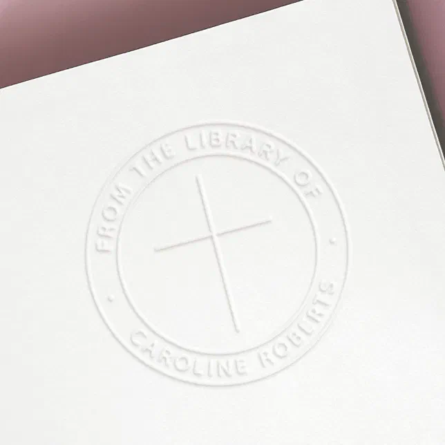 Minimal simple cross from the library of book embosser | Zazzle