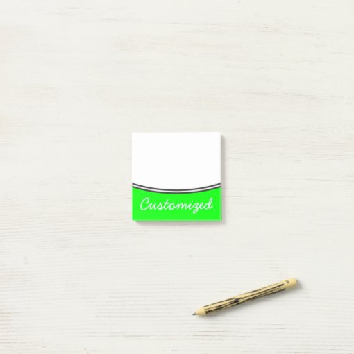 Minimal, Simple, Lime Background + Lavender Name Post-it Notes | Zazzle