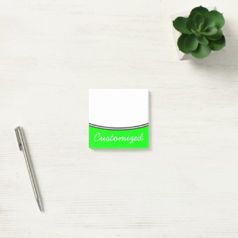 Minimal, Simple, Lime Background + Lavender Name Post-it Notes | Zazzle