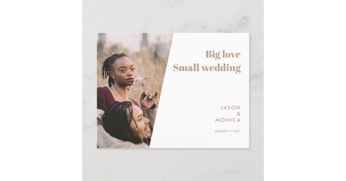 Minimal Simple Photo Downsizing Smaller Wedding Announcement Postcard ...