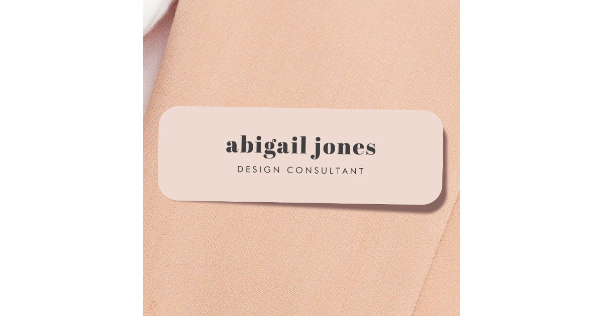 Minimal Simple Retro Feminine Blush Pink Name Tag | Zazzle