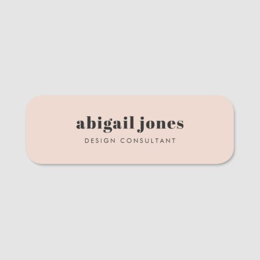Minimal Simple Retro Feminine Blush Pink Name Tag | Zazzle