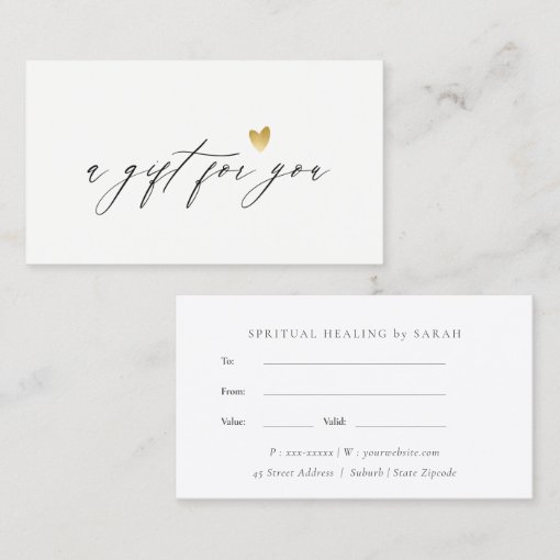 Minimal Simple Script Gold Heart Gift Certificate | Zazzle